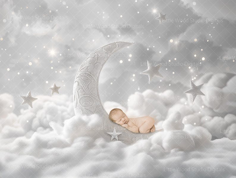 Set of 2 Pretty Moon Digital Backgrounds! Newborn Digital Background ...