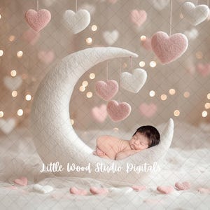 Set of 2- Pink and Blue Newborn Digital Background, Valentine Moon ...