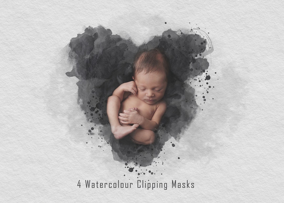 Set of 4 Watercolour Clipping Masks. Easy to Use! Resizable Mask Layer ...