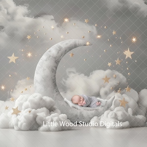 Newborn Digital Background, Starlight Moon Digital - Etsy