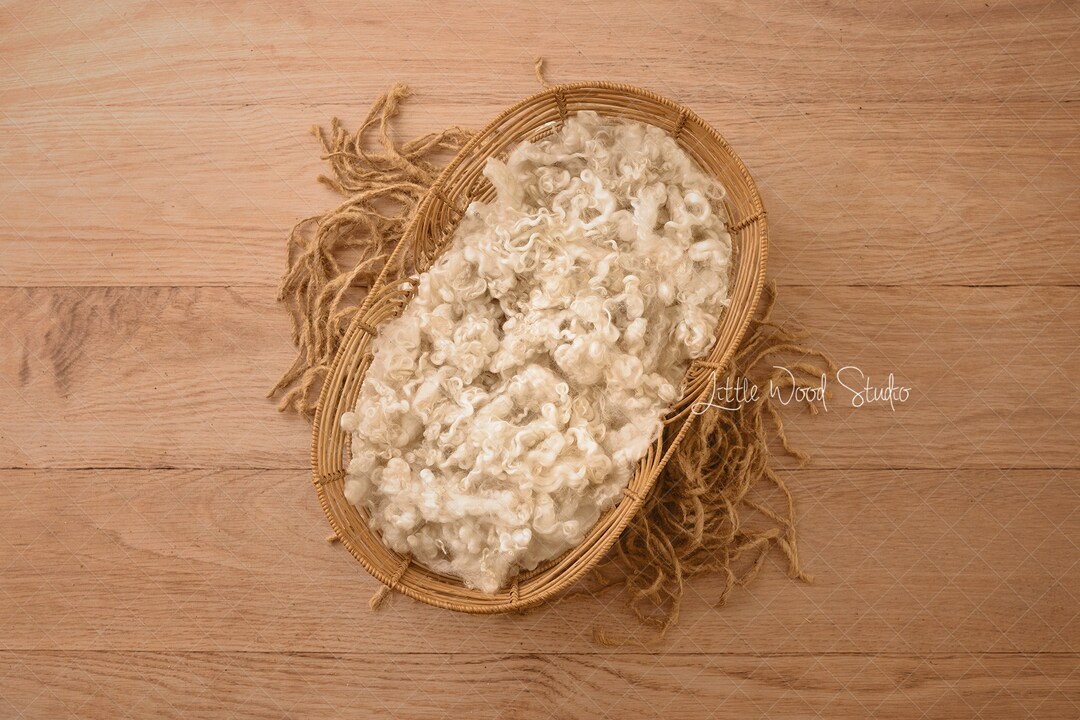 Boho Newborn Digital Backdrop Rattan Basket With Cream Curly - Etsy