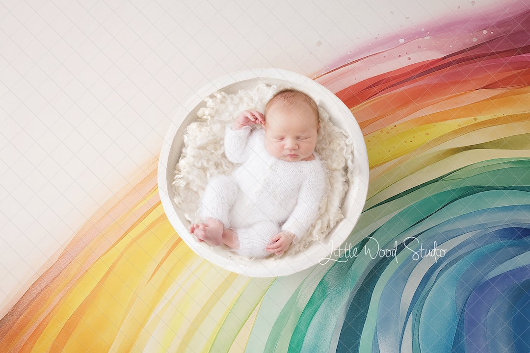 Rainbow Newborn Digital Backdrop - Etsy