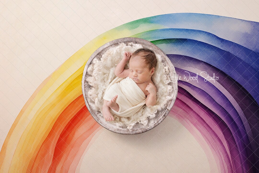 Rainbow Newborn Digital Backdrop - Etsy