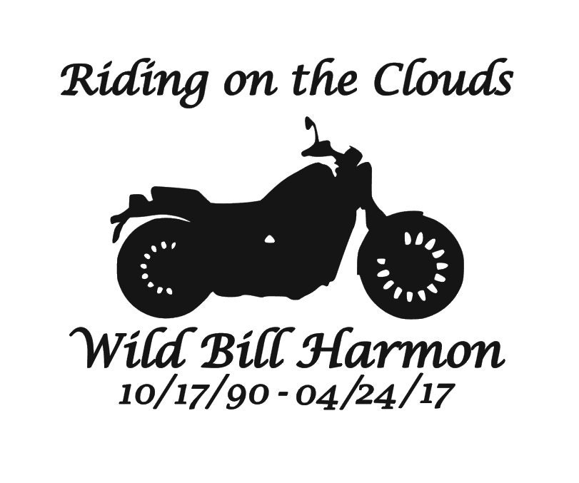 Custom Memorial Decal Riding on the Clouds Decal Motorcycle - Etsy