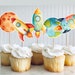 Rocket Cupcake Toppers, GLITTER, Child Party, Baby Shower, Birthday ...
