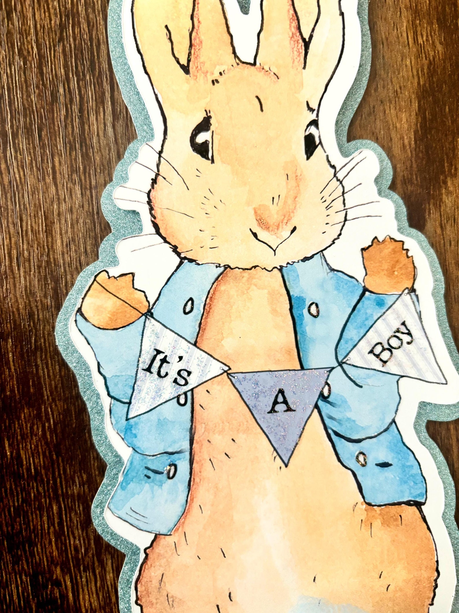 Peter Rabbit It's a Boy Cake Topper, GLITTER, Baby Shower, Birthday ...