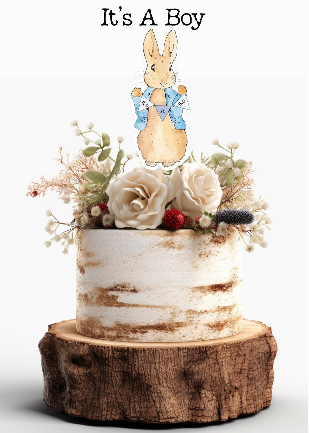 Peter Rabbit It's a Boy Cake Topper, GLITTER, Baby Shower, Birthday ...