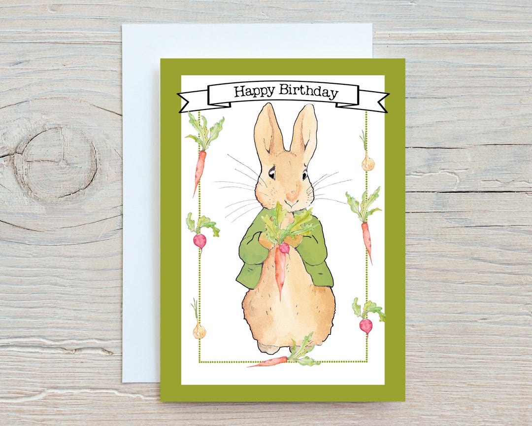 Peter Rabbit GREETING CARD, Birthday Greeting Card, Handmade Greeting ...