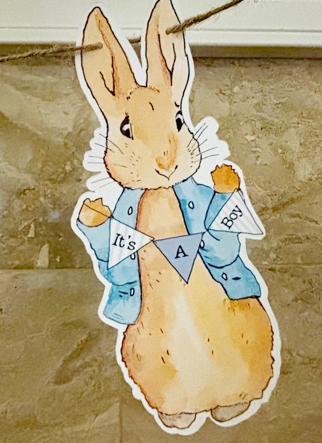 Peter Rabbit Banner, 8’ Banner, Wooden Beads, Peter Rabbit It's A Boy ...