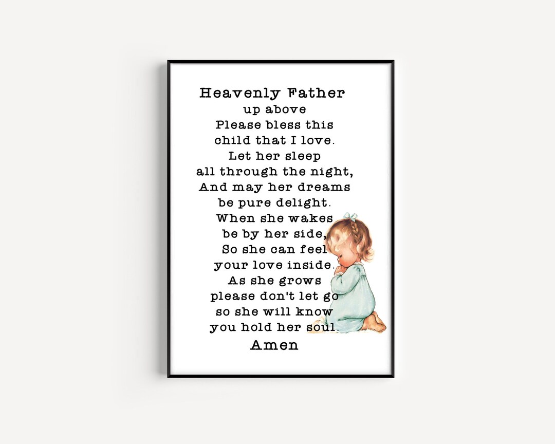 Bedtime Prayer Print Nursery Decor Wall Art Baby Shower - Etsy