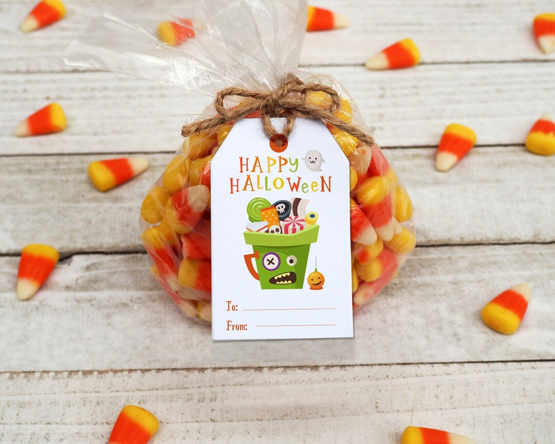 Printable Happy Halloween Gift Tag - to From Gift Tags for Candy Bags ...