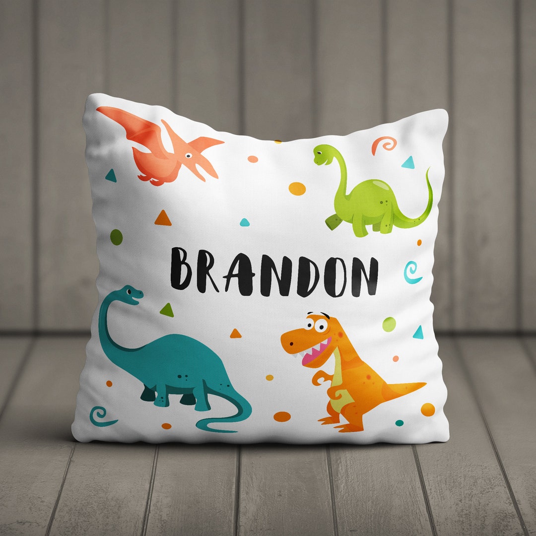Personalised Dinosaur Padded Cushion With Child Name - Kids Cushion ...