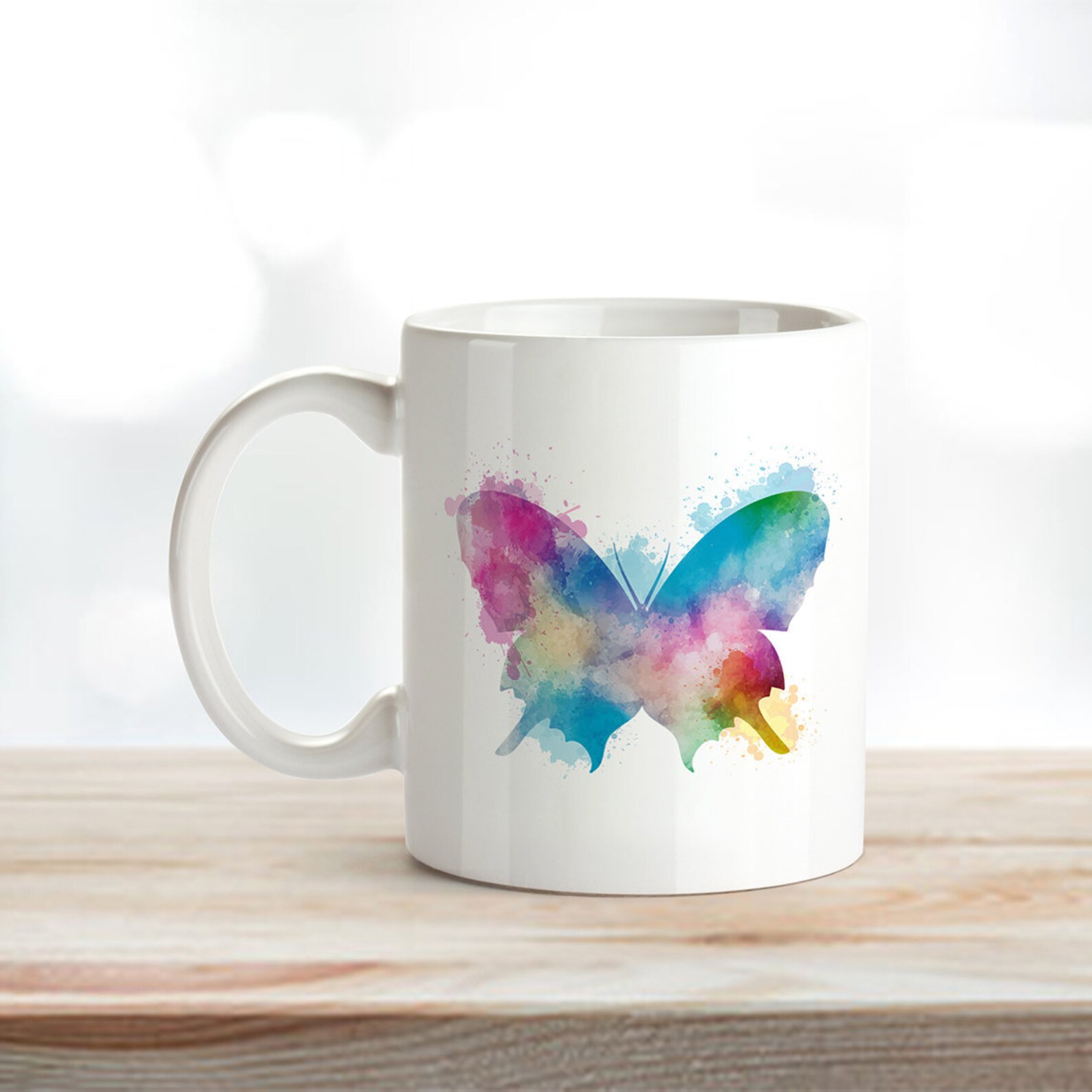 Butterfly Mug // Butterfly Love Gift // Colourful Butterfly Watercolour ...