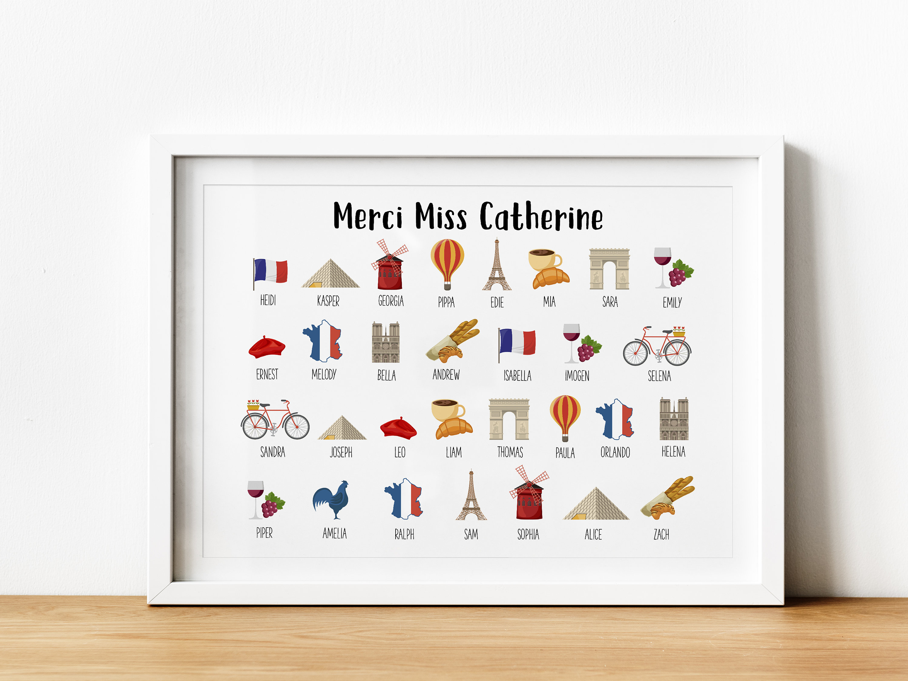 French Themed Thank You Teacher Gift - Personalized School Leaving Gift ...
