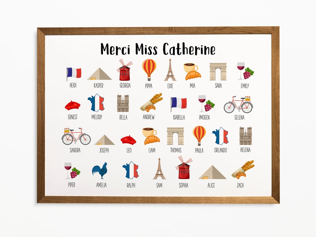 French Themed Thank You Teacher Gift - Personalized School Leaving Gift ...