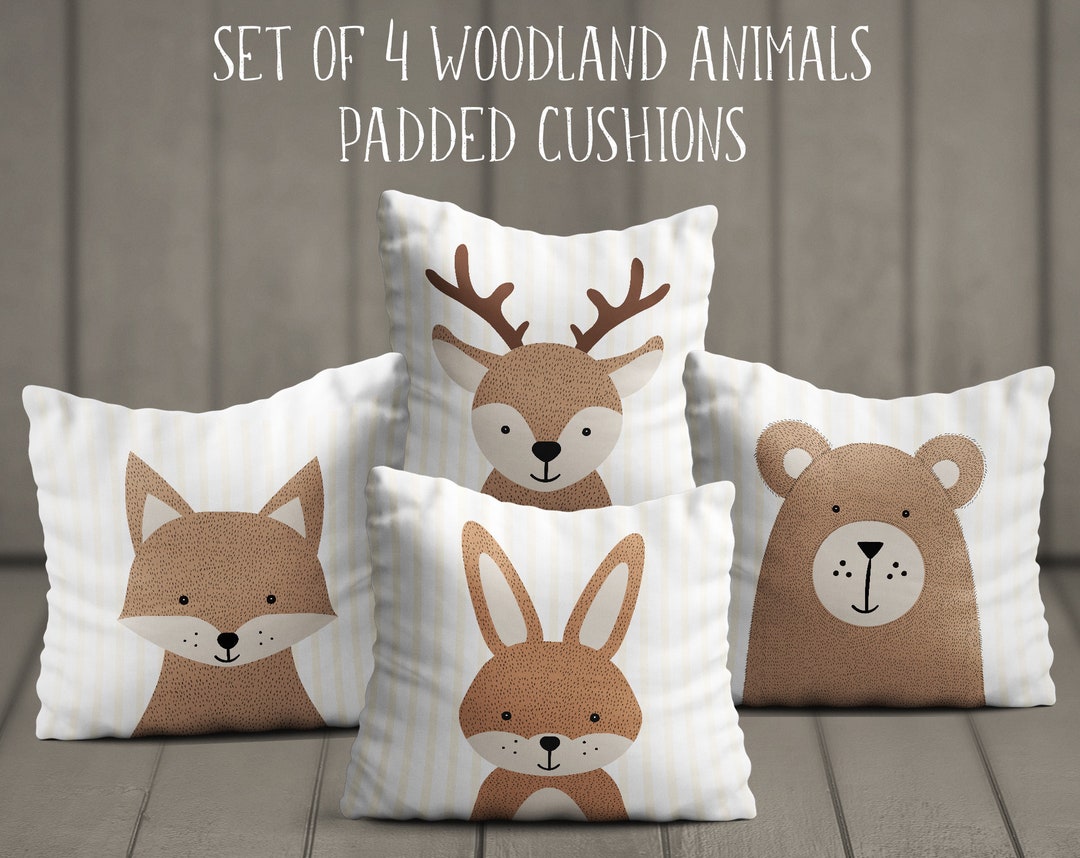 Woodland Animals Padded Cushions - Forest Animals Double Sided Pillows ...