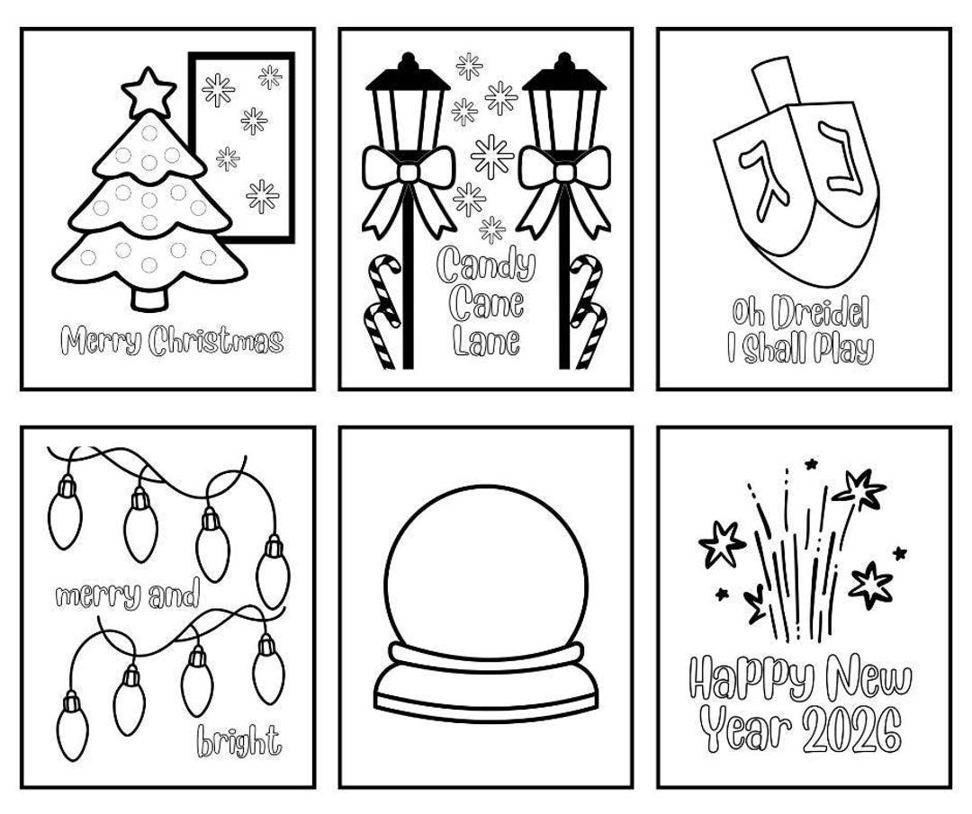 30 Christmas Hanukkah New Year Holiday Coloring Pages Games Adult and ...