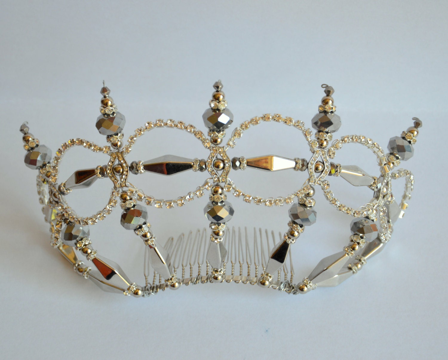 Silver Rhinestone Handmade Crystal Tiara Bridal Tiara Dancer - Etsy