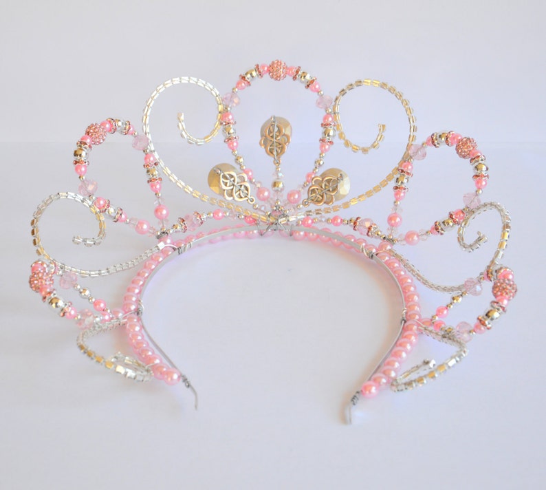Pink Silver Rhinestone Handmade Crystal Tiara, Silver Tiara, Bridal ...