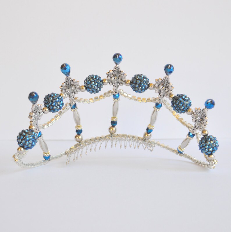 Navy Blue Silver Rhinestone Handmade Crystal Tiara Bridal - Etsy
