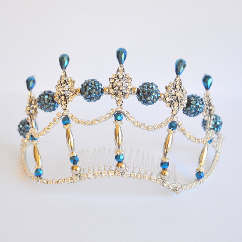 Navy Blue Silver Rhinestone Handmade Crystal Tiara Bridal - Etsy