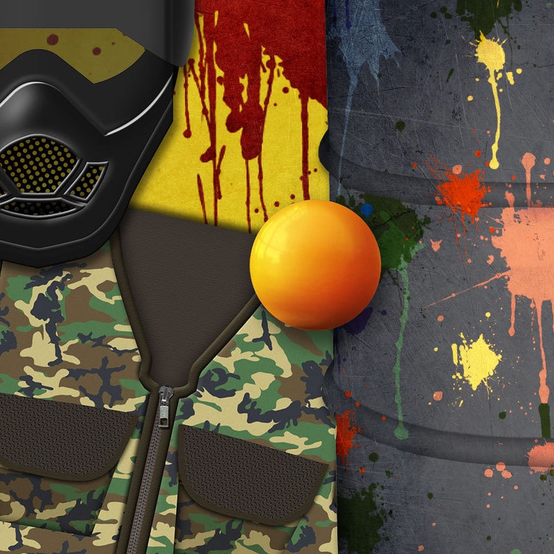 Digital Scrapbook MINI Kit - "paintball" Digiscrap Kit With Paint Gun ...