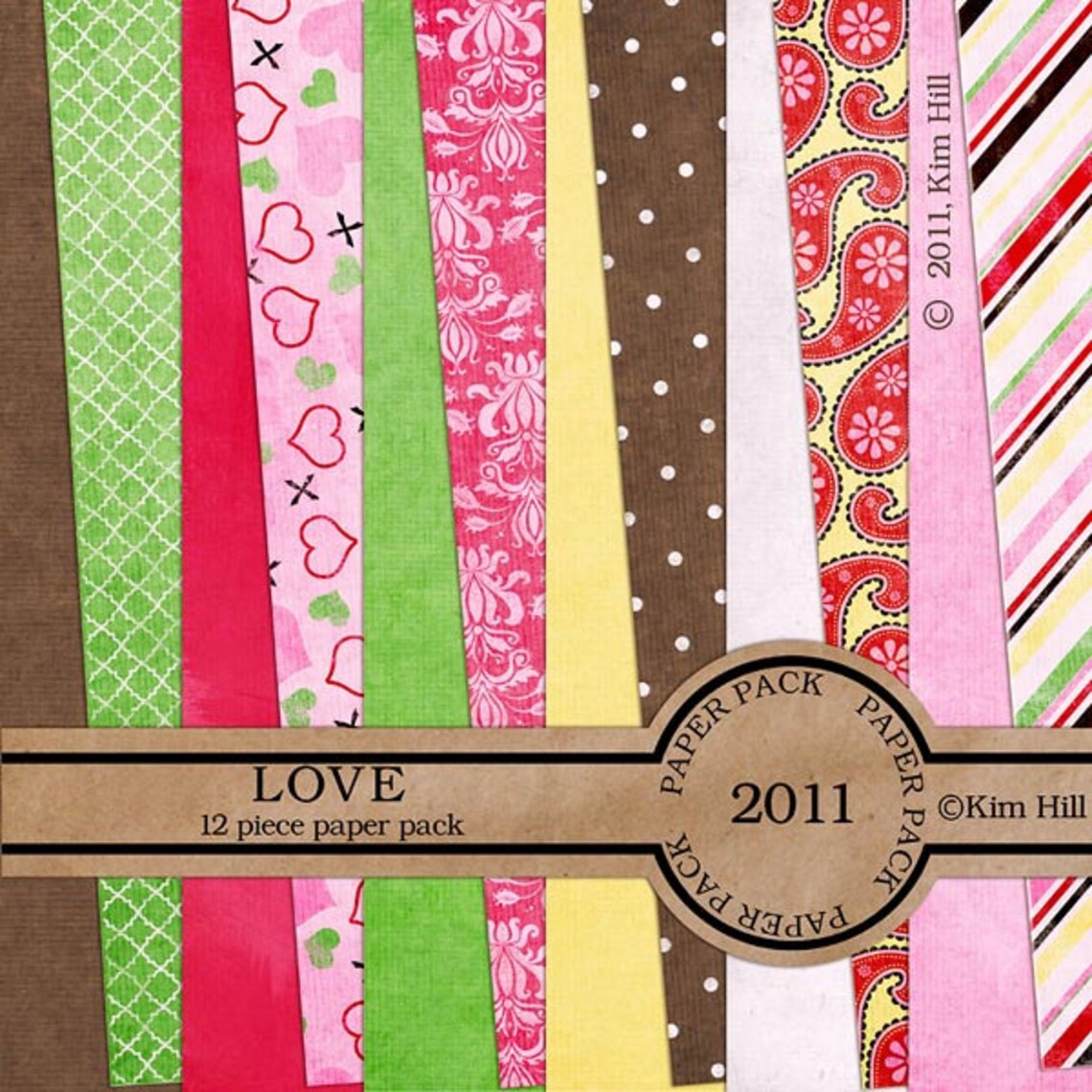 Valentine's Digital Scrapbook Kit love Digiscrap Papers and Elements ...