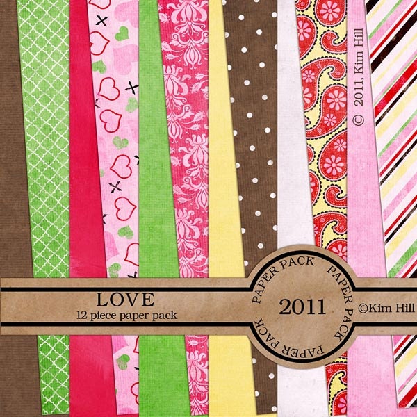 Valentine's Digital Scrapbook Kit love Digiscrap Papers and Elements ...