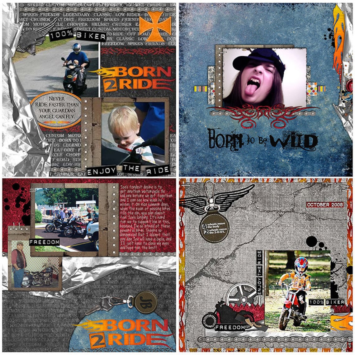 Motorcycle Scrapbook Kit - "born to Ride" Digital Scrapbook Motorcycles ...