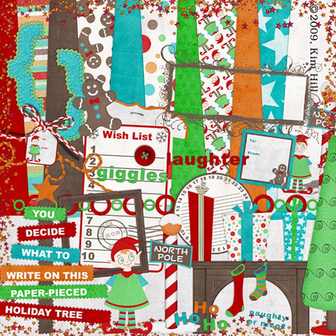 Christmas Digital Scrapbook Kit holiday Giggles Digital Papers and ...