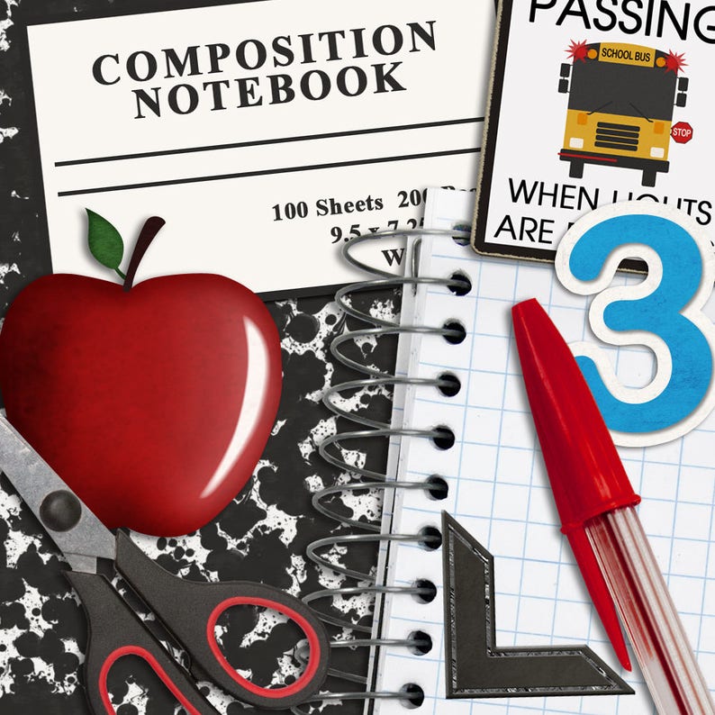 School Digital Scrapbook Kit - "back to School" Digital Scrapbook ...