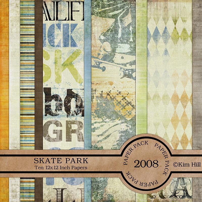 Skateboard Digital Scrapbook Kit - "skate Park" for Creating Digital ...