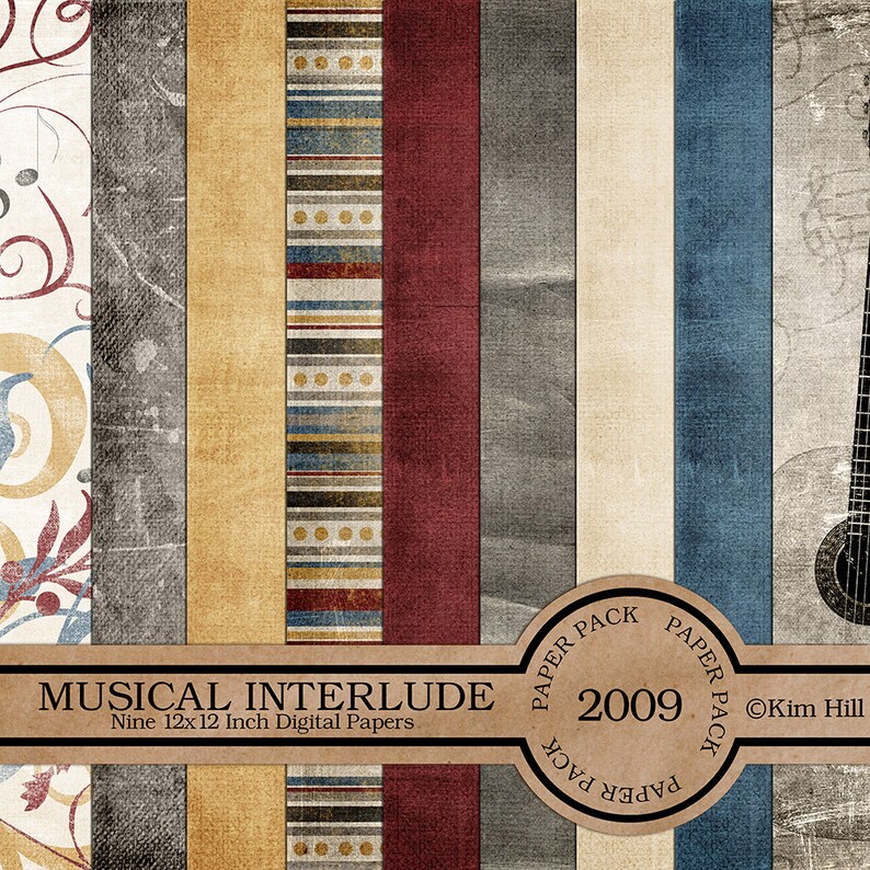 Music Digital Scrapbook Kit - "musical Interlude" Digital Papers and ...