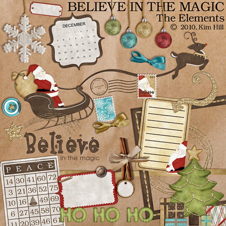 Christmas Digital Scrapbook Kit believe in the - Etsy