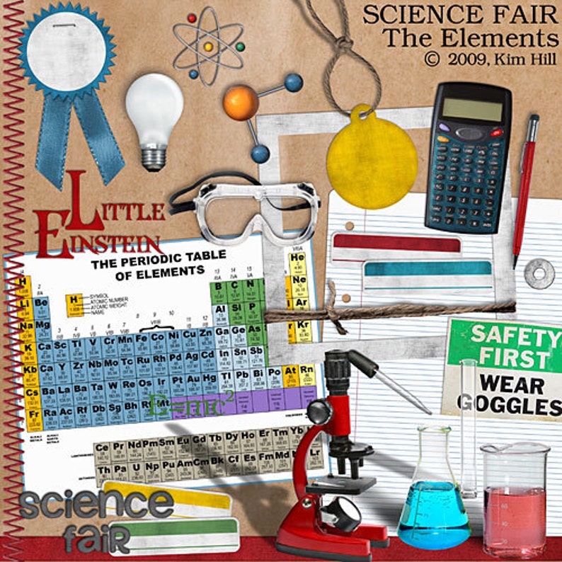 Science Fair Digital Scrapbook Kit With Beaker, Periodic Table ...