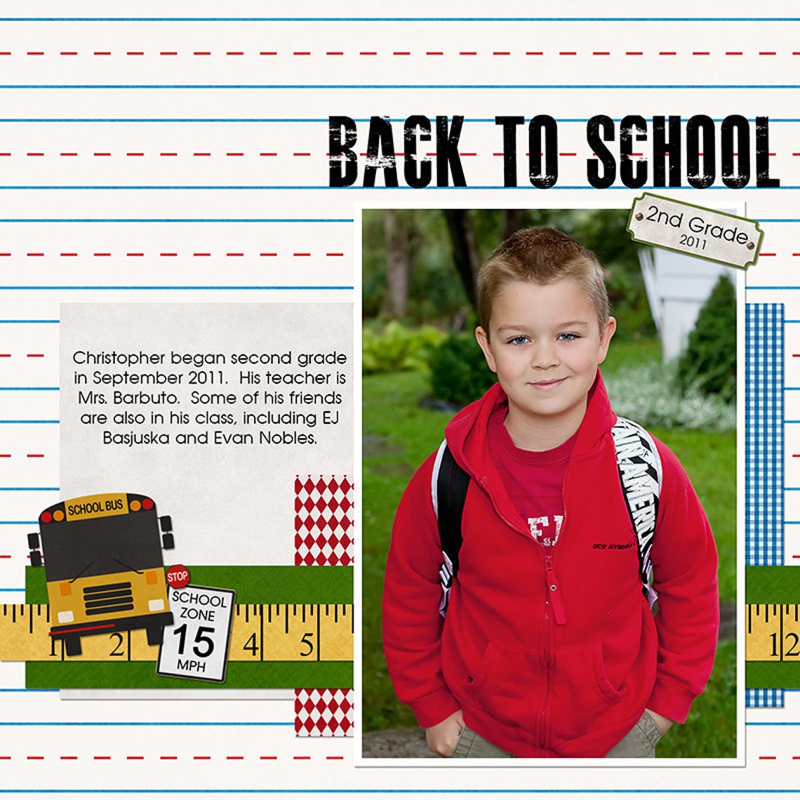 School Digital Scrapbook Kit back to School Digital Scrapbook Papers ...
