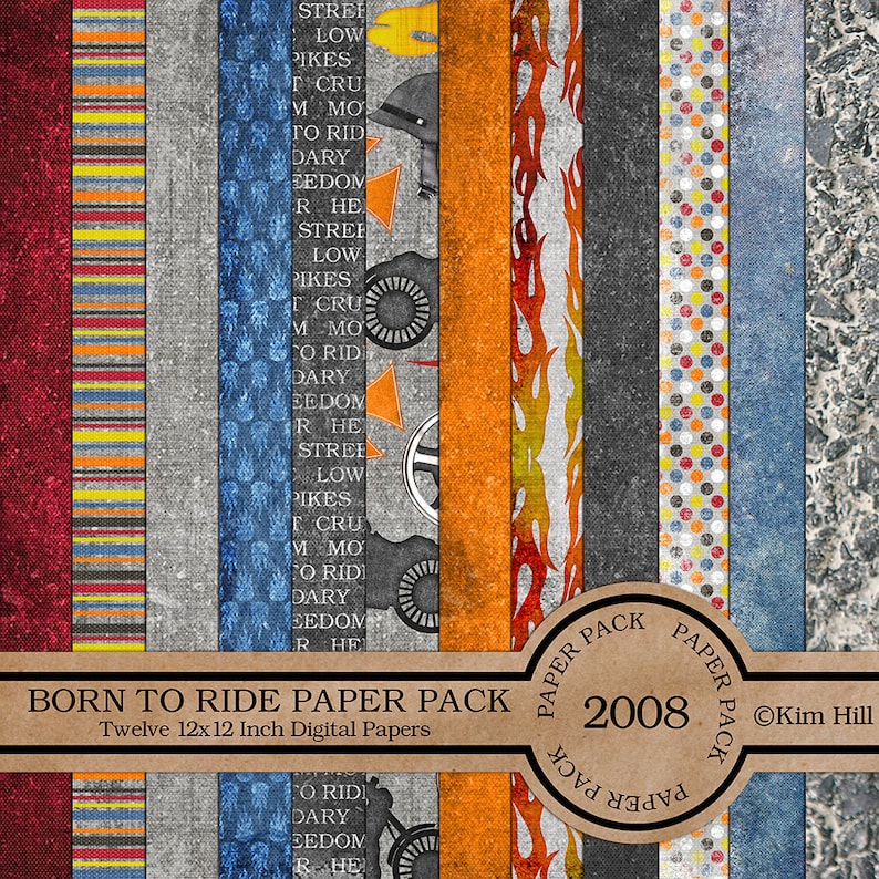 Motorcycle Scrapbook Kit - "born to Ride" Digital Scrapbook Motorcycles ...