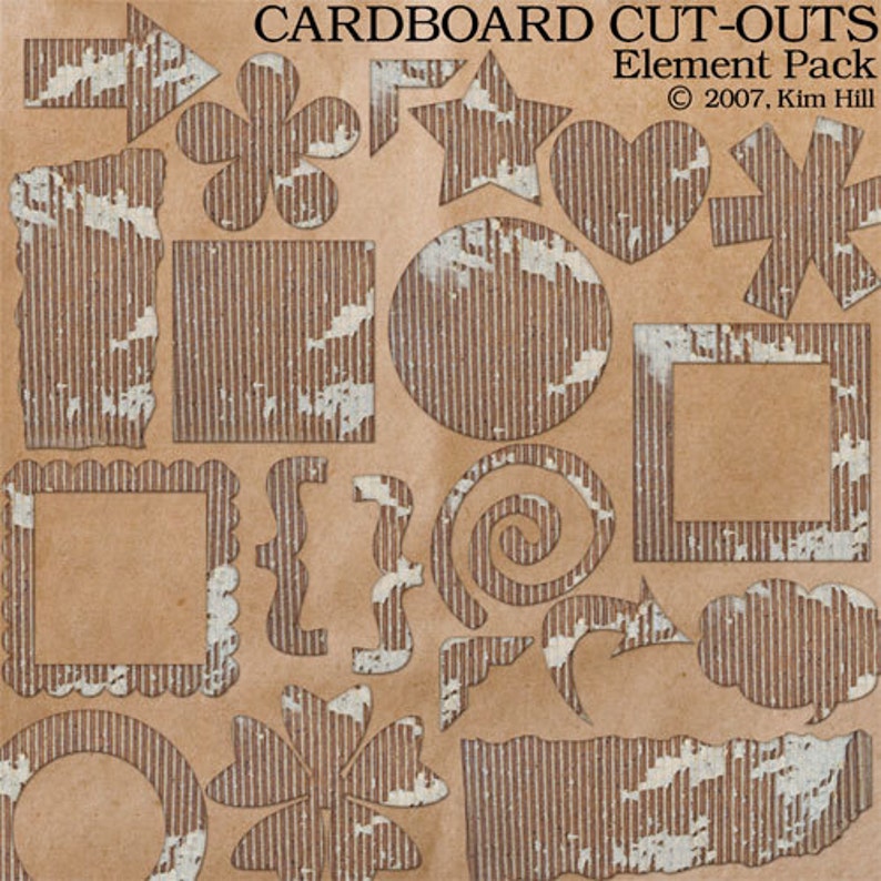 Cardboard Scrapbook Element Pack - "cardboard Cut-outs" for ...
