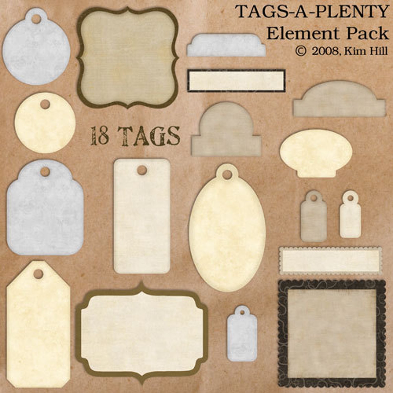 Digital Tags Clipart - Round, Square, Bracket, Oval, Scalloped Tags for ...