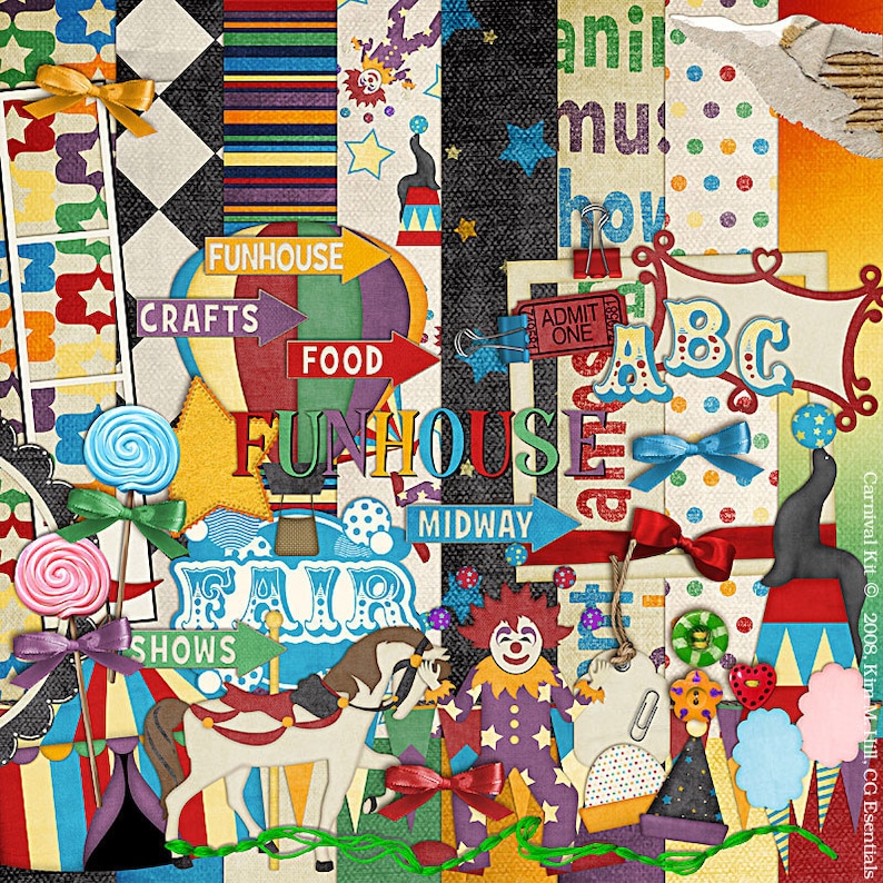 Carnival Digital Scrapbook Kit for the Circus, Fair and Amusement Park ...