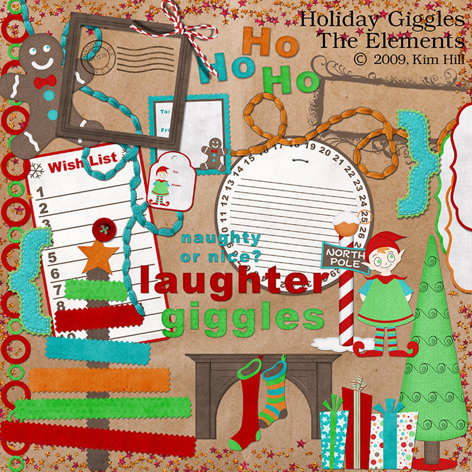 Christmas Digital Scrapbook Kit - "holiday Giggles" Digital Papers and ...