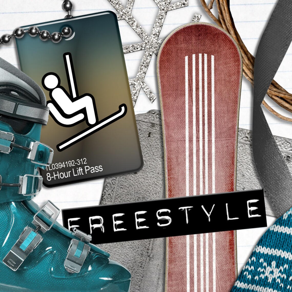 Snowboarding Digital Scrapbook Kit - "snowboarding" Winter Digiscrap ...