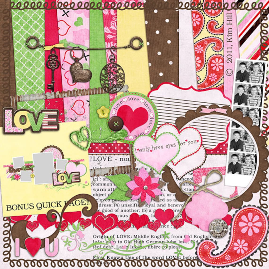 Valentine's Digital Scrapbook Kit love Digiscrap Papers and Elements ...