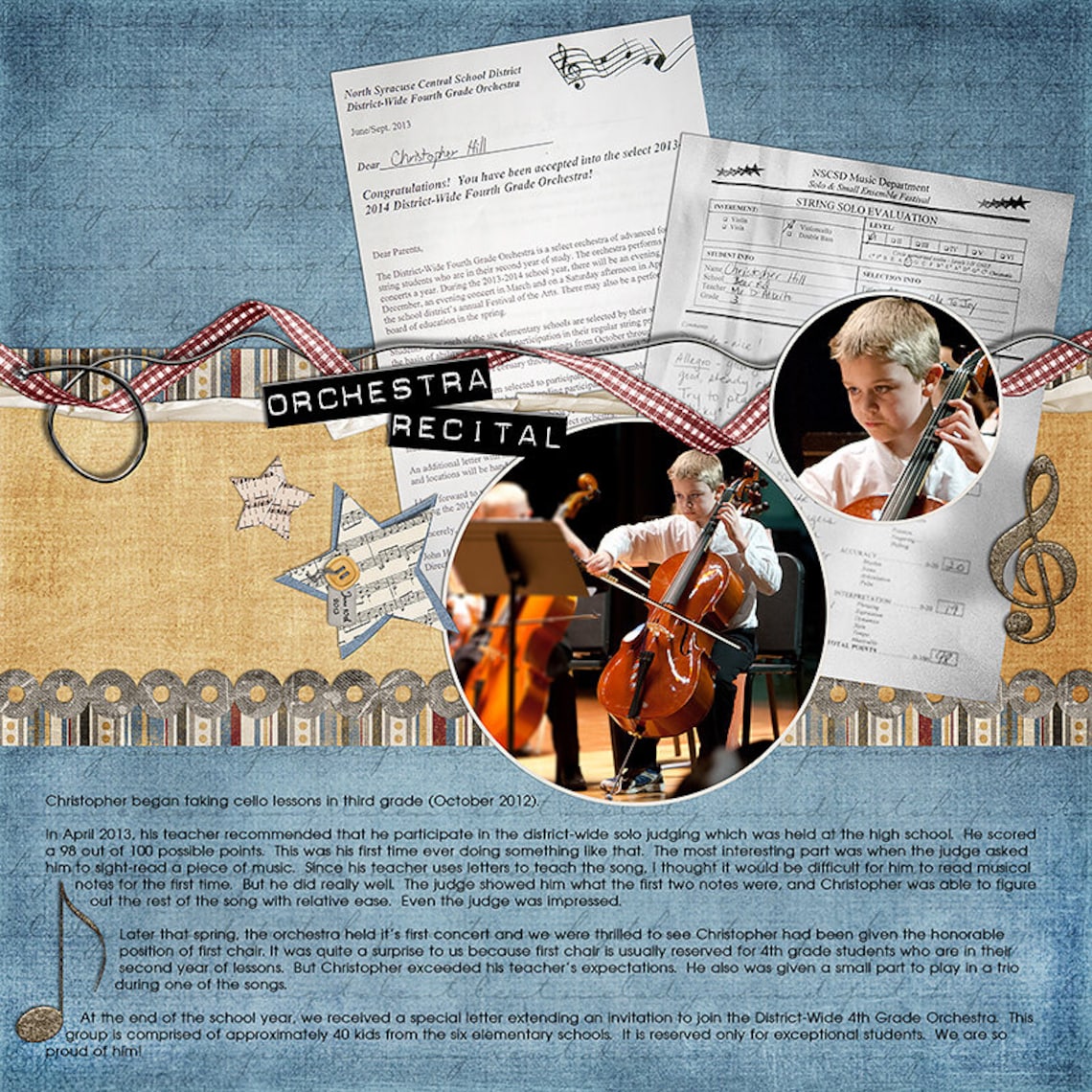 Music Digital Scrapbook Kit - "musical Interlude" Digital Papers and ...