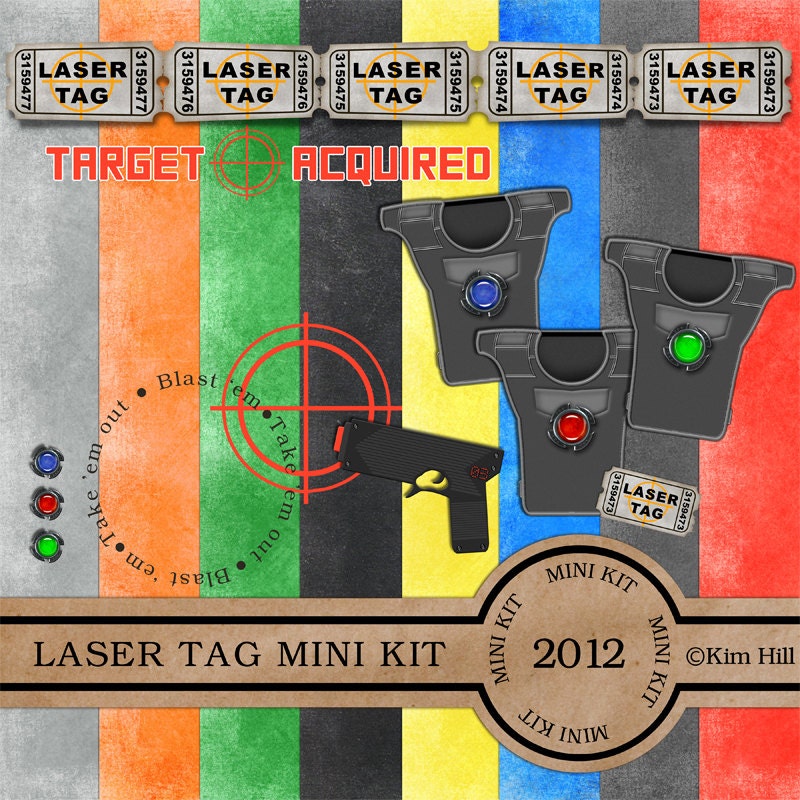 Digital Scrapbook MINI Kit - "laser Tag" Digiscrap Kit With Target ...