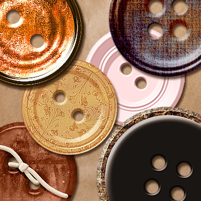 Buttons Scrapbook Elements - "bag of Buttons" Digital Elements for ...