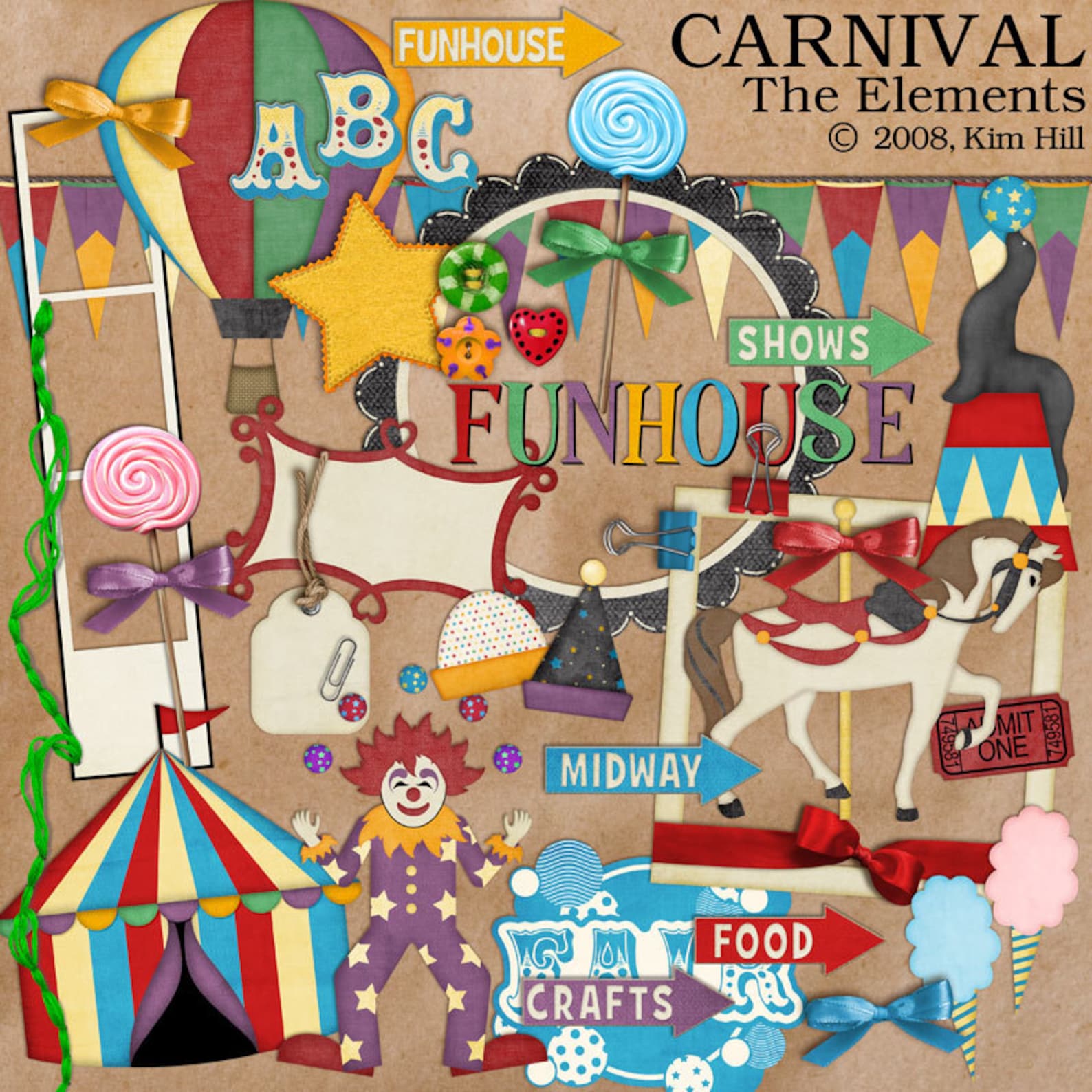 Carnival Digital Scrapbook Kit for the Circus, Fair and Amusement Park ...