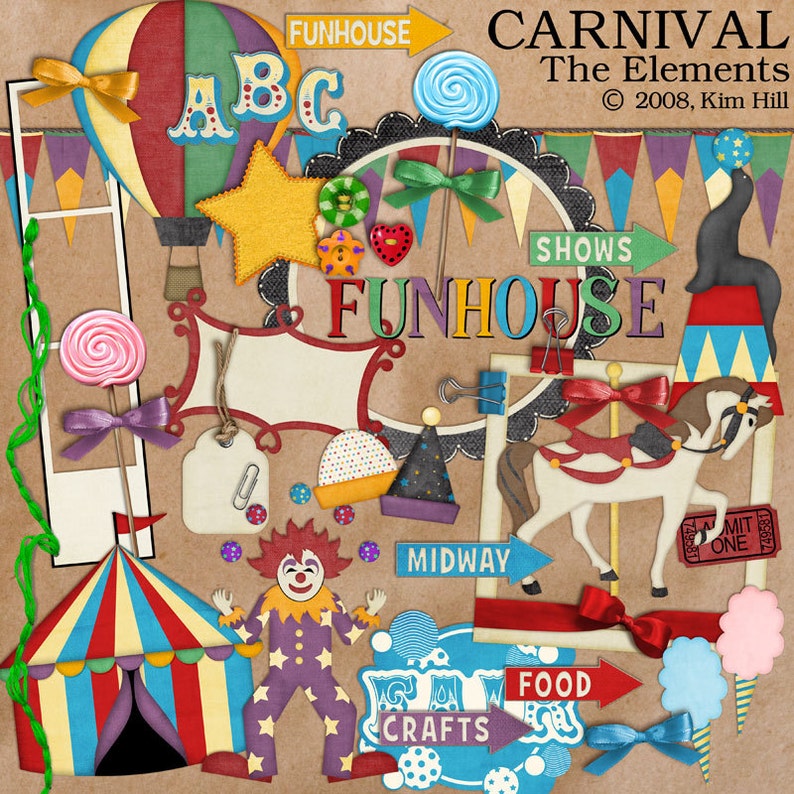 Carnival Digital Scrapbook Kit for the Circus, Fair and Amusement Park ...