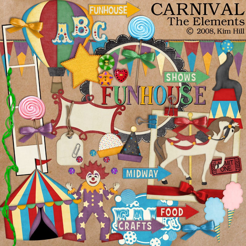Carnival Digital Scrapbook Kit for the Circus, Fair and Amusement Park ...