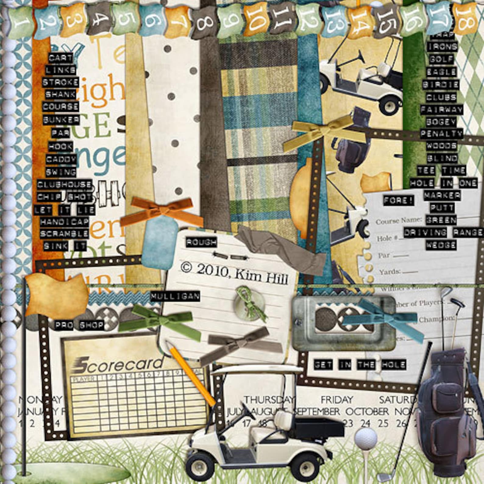 Golf Scrapbook Kit - "par Four" Digital Scrapbooking Kit for Golfers ...